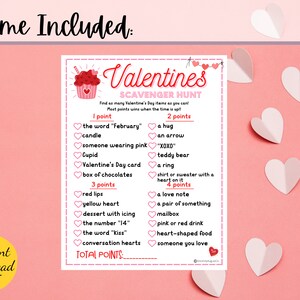 Valentines Day SCAVENGER HUNT Valentines Day Party Game Printable ...