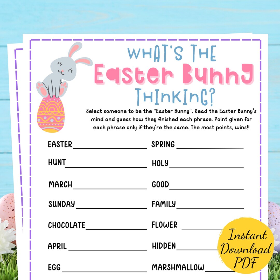 What's the EASTER BUNNY THINKING? Game - Easter Party Game - Printable ...