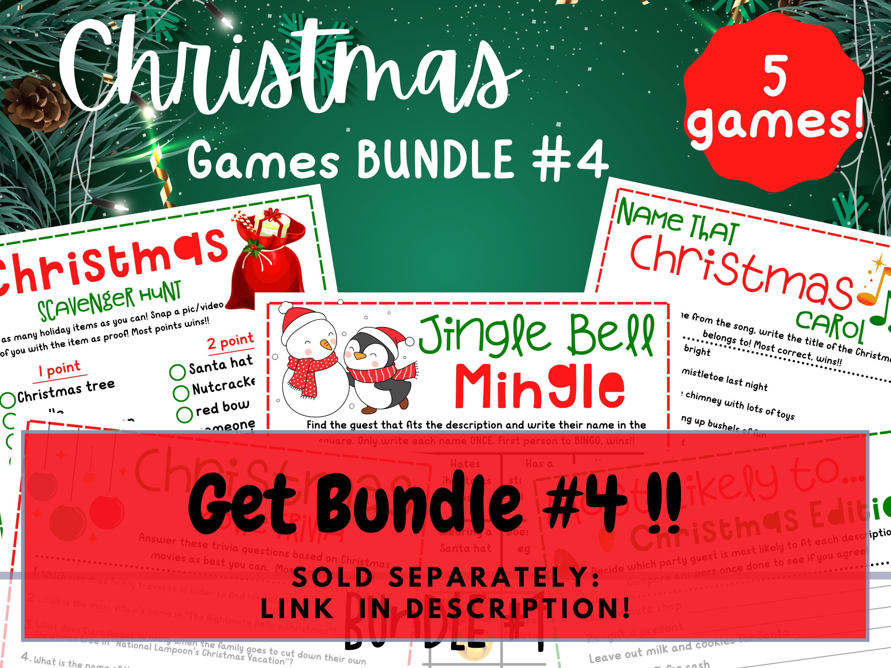 Christmas Party Games BUNDLE Printable Christmas Party Games Holiday ...