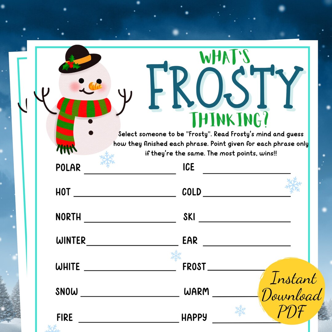 Winter Party Game: What's Frosty Thinking? (printable PDF) - Etsy