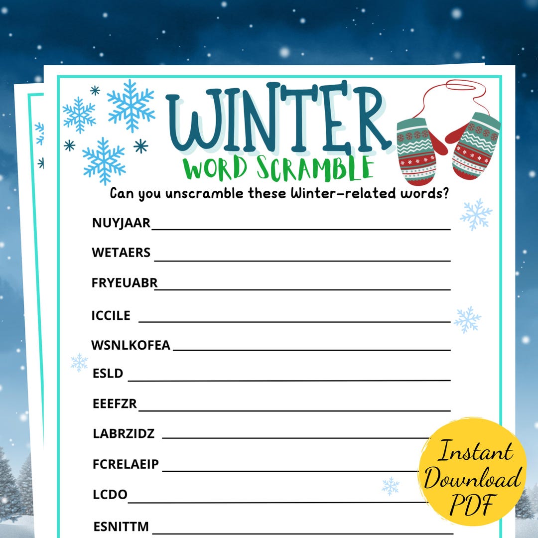 Winter WORD SCRAMBLE Game: Printable Activity (PDF) - Etsy
