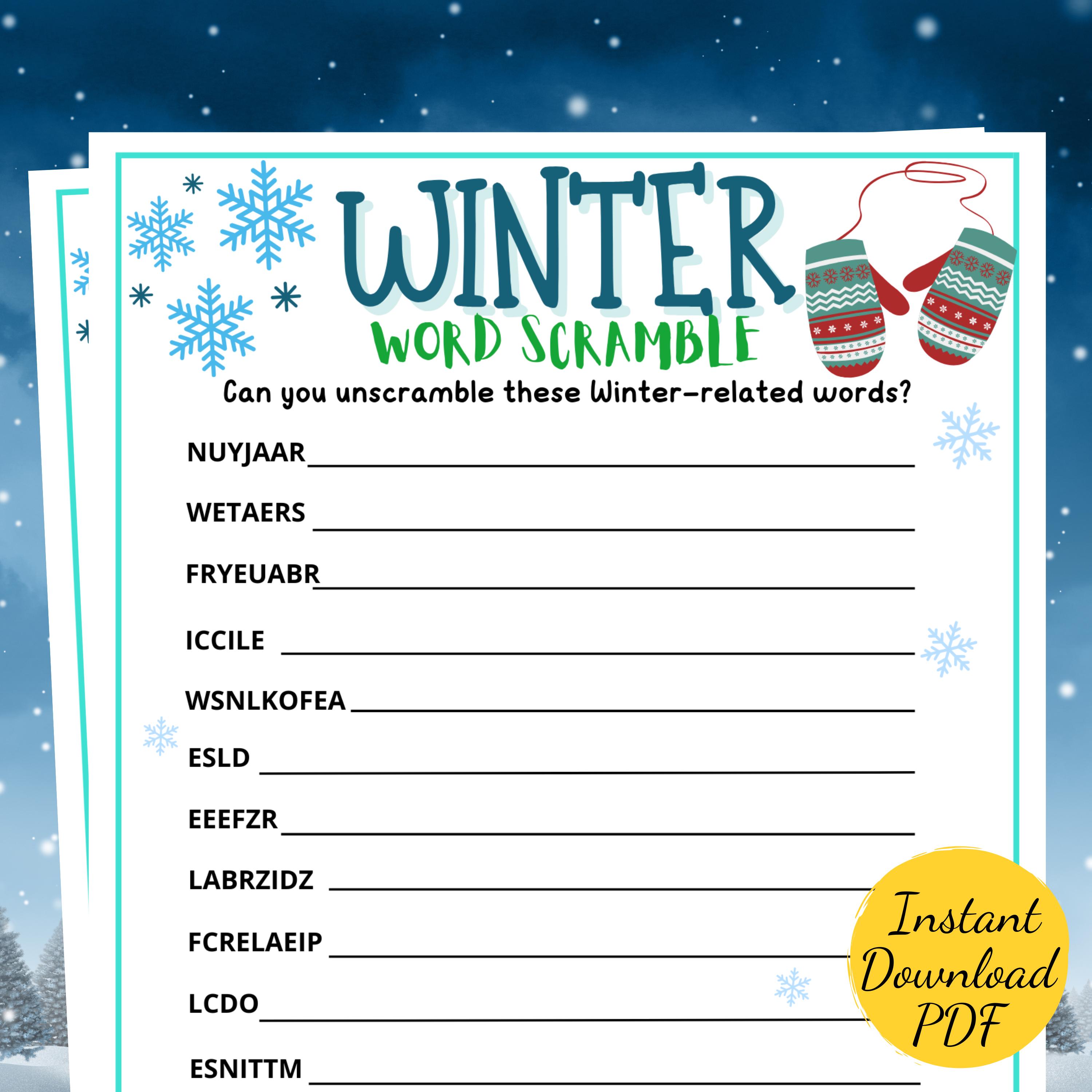 Winter WORD SCRAMBLE Game - Printable Winter Season Party Game - Fun ...