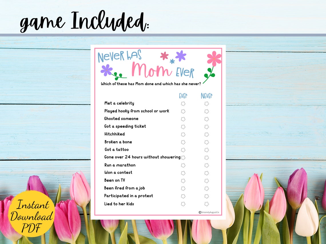 NEVER Has MOM EVER Game Mothers Day Party Game Printable Mothers Day ...