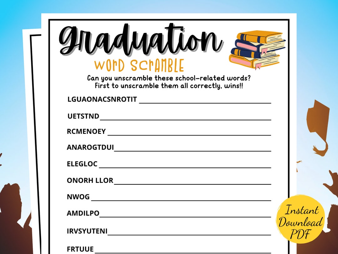 Graduation WORD SCRAMBLE Graduation Party Game High School Graduation ...