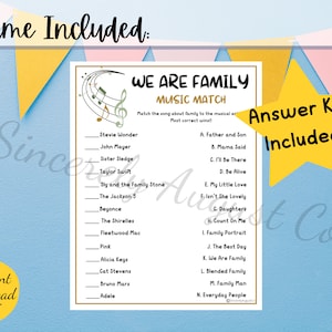 Family Reunion MUSIC MATCH Game: Printable Party Activity (PDF) - Etsy