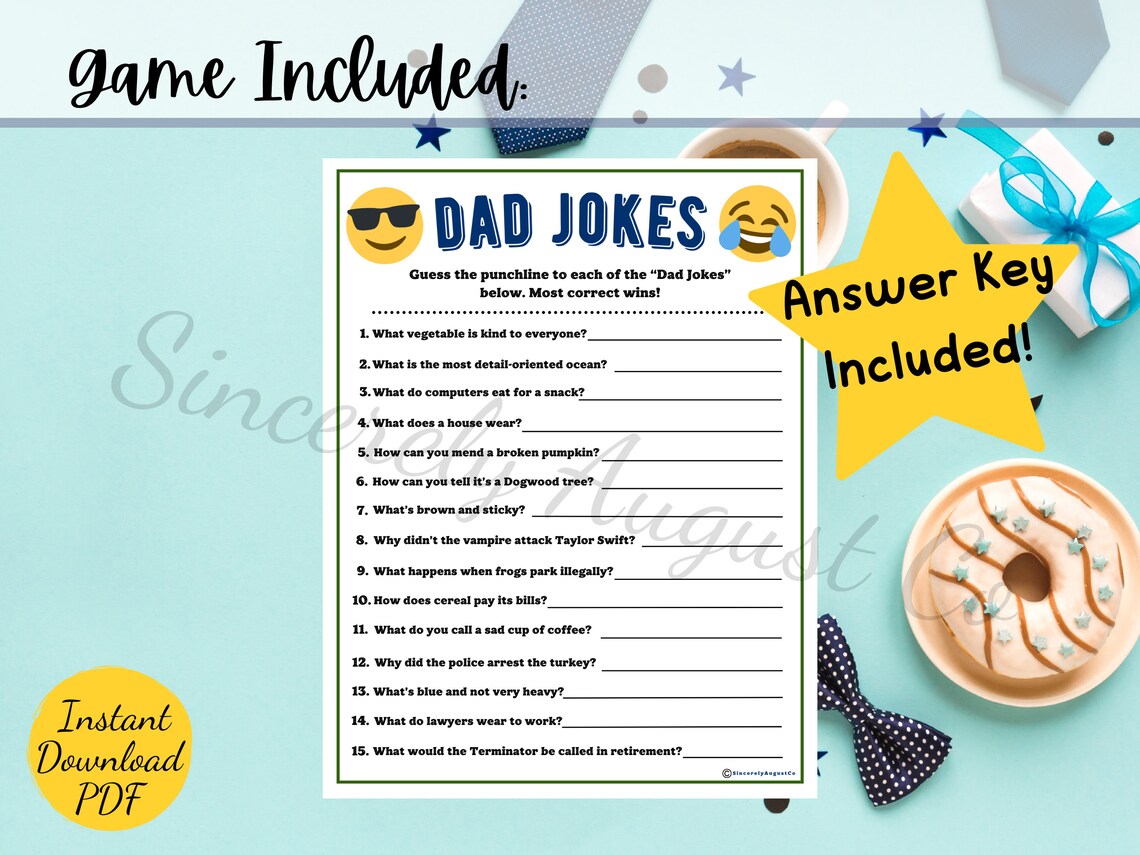 DAD JOKES Game: Printable Father's Day or Baby Shower Activity (PDF) - Etsy