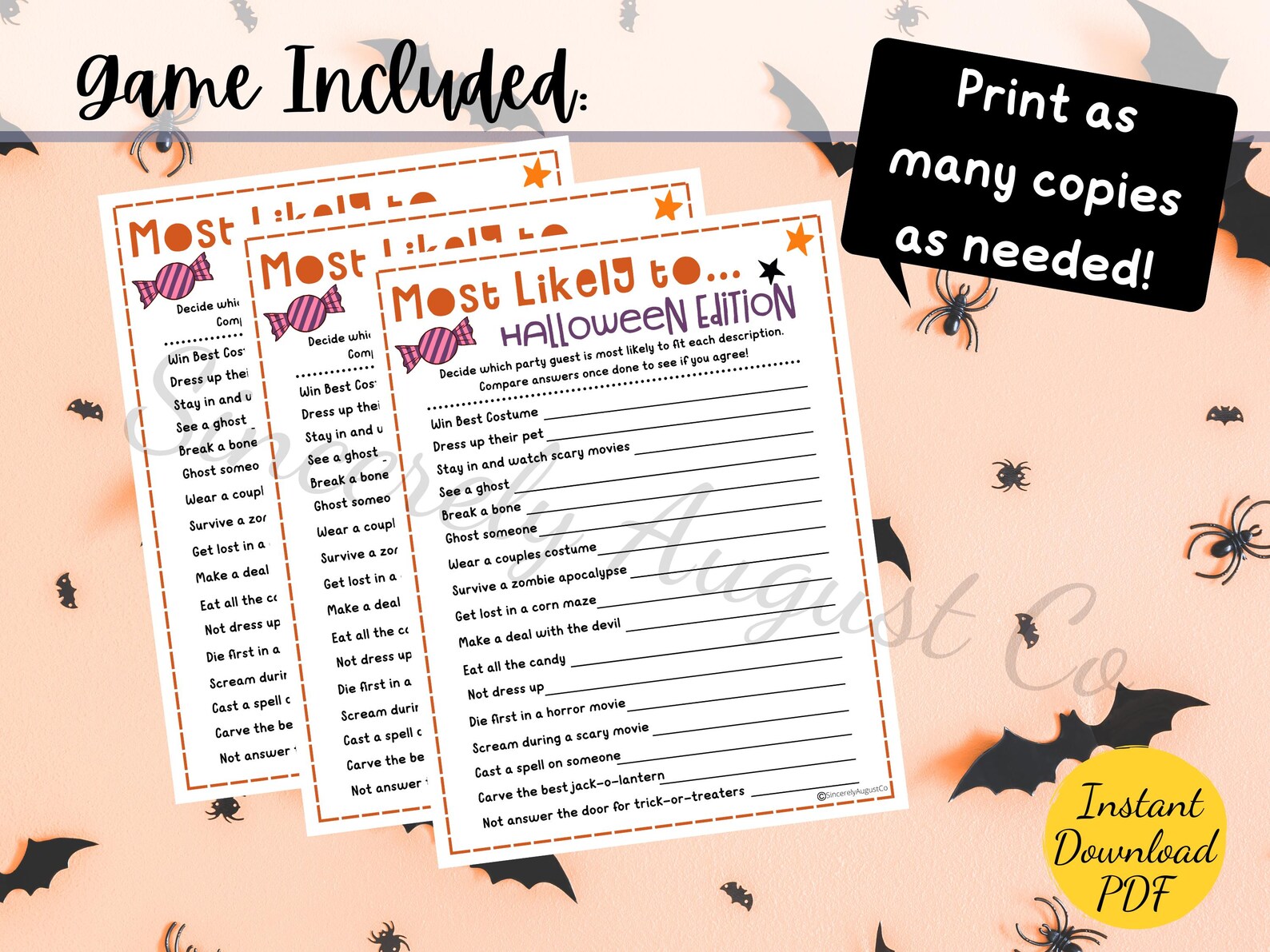Halloween MOST LIKELY TO Game - Printable Halloween Party Game - Game ...