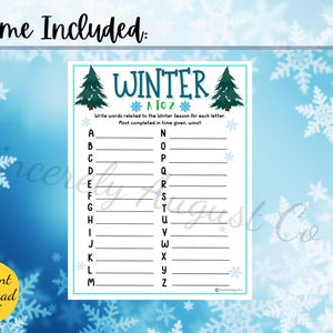 Winter A to Z Game: Printable Party Activity (PDF Download) - Etsy