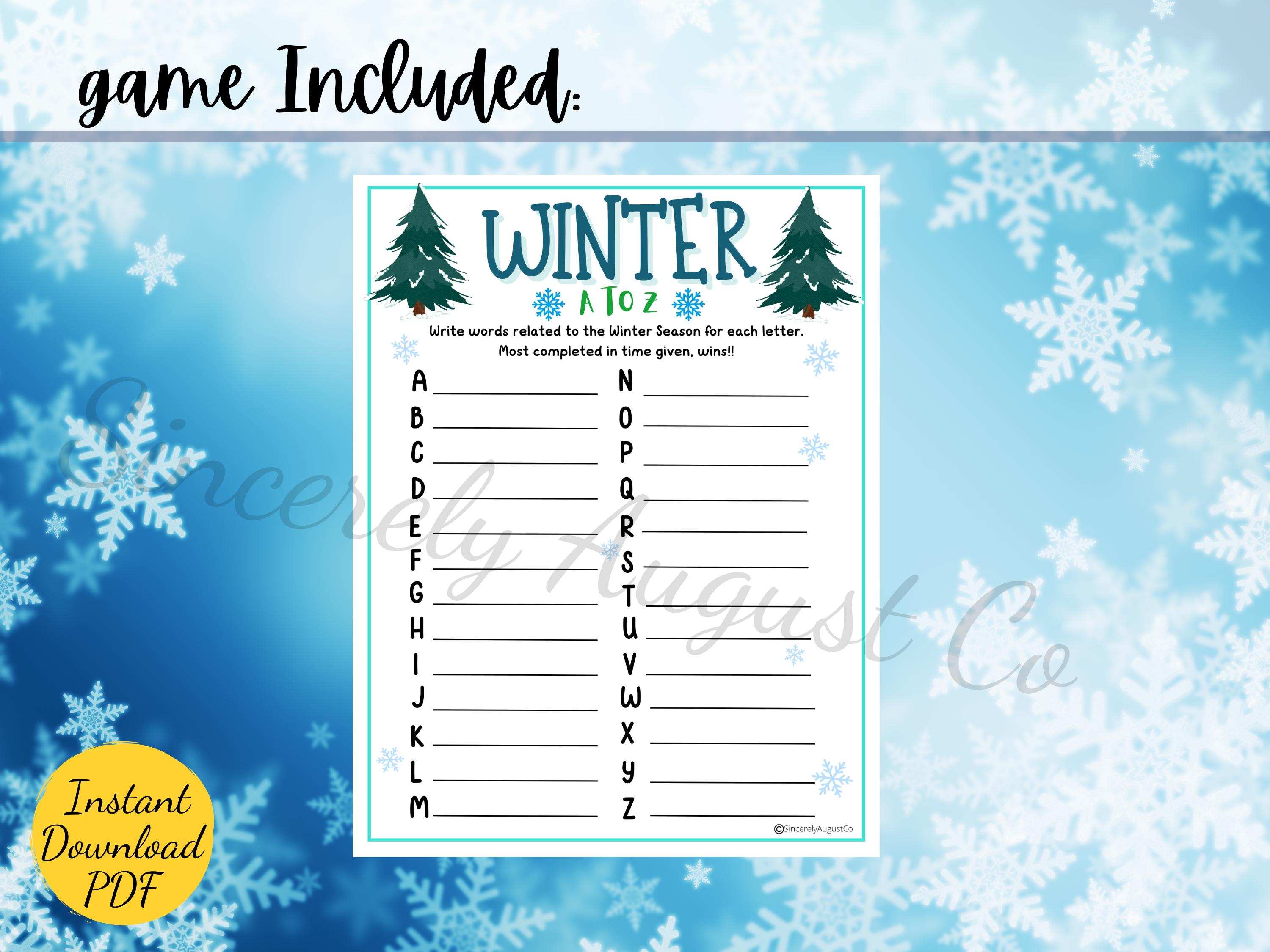 Winter A to Z Game: Printable Party Activity (PDF Download) - Etsy
