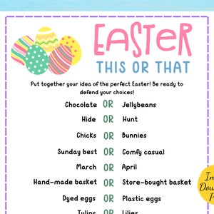 Easter THIS OR THAT Game Easter Would You Rather Easter Party Game ...