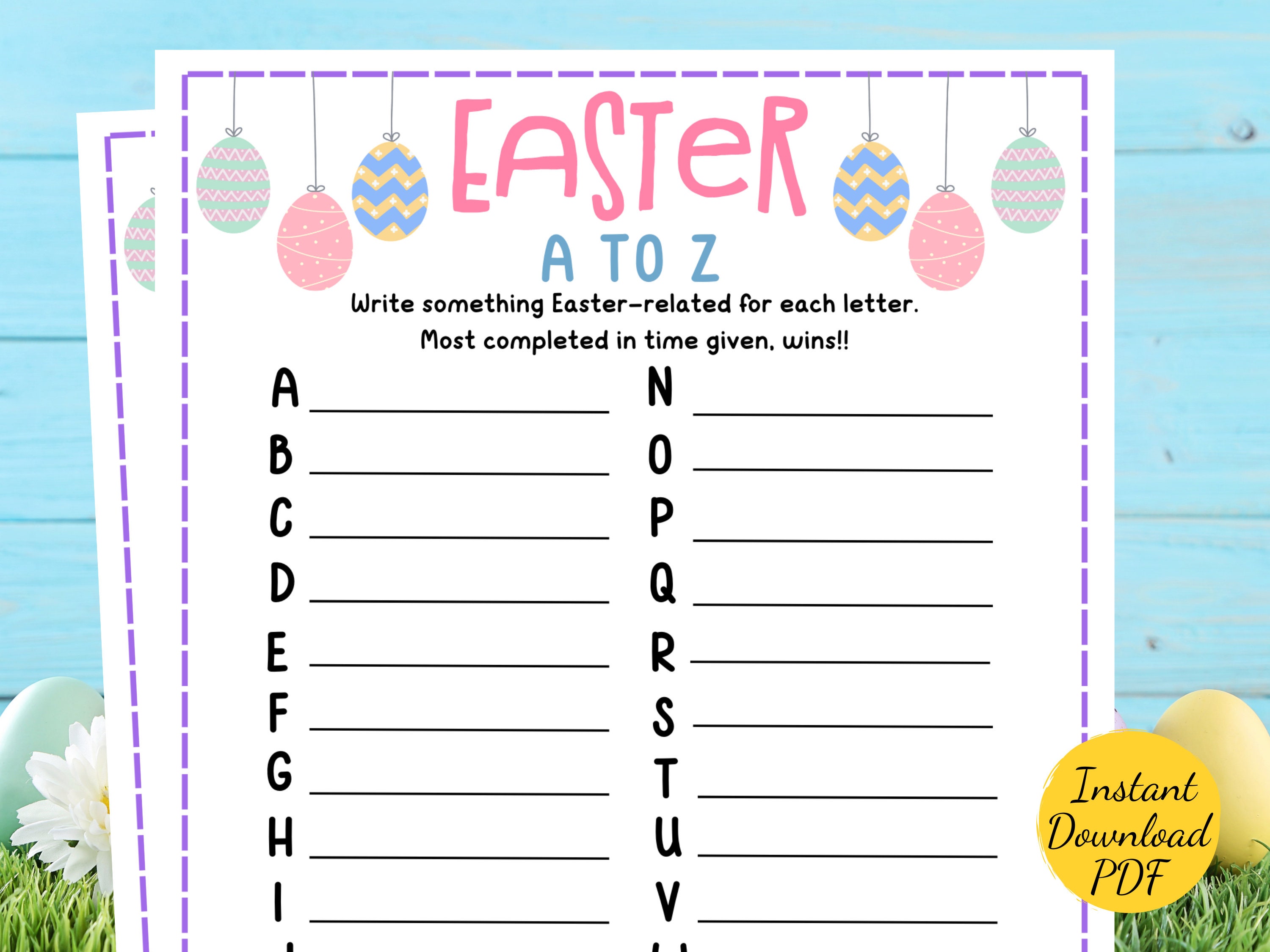 Easter A TO Z Game Easter Party Game Printable Easter Celebration ...