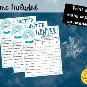 Winter CATEGORIES Game - Printable Winter Season Party Game - Fun ...