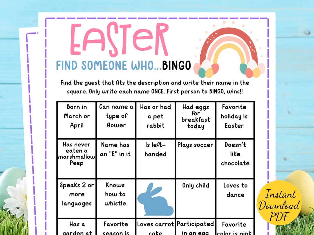 Easter Find the Guest BINGO Easter BINGO Game Easter Party Game ...