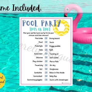 Pool Party THIS or THAT Game: Printable Summer Activity (PDF) - Etsy