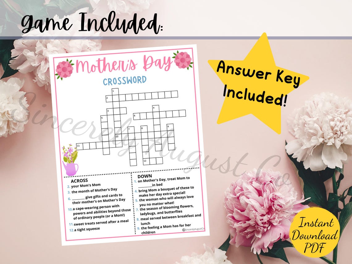 Mothers Day WORD SEARCH - Mothers Day CROSSWORD - Mothers Day Party ...