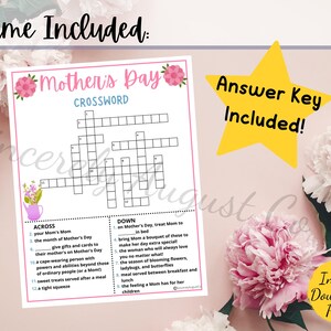 Mothers Day WORD SEARCH - Mothers Day CROSSWORD - Mothers Day Party ...
