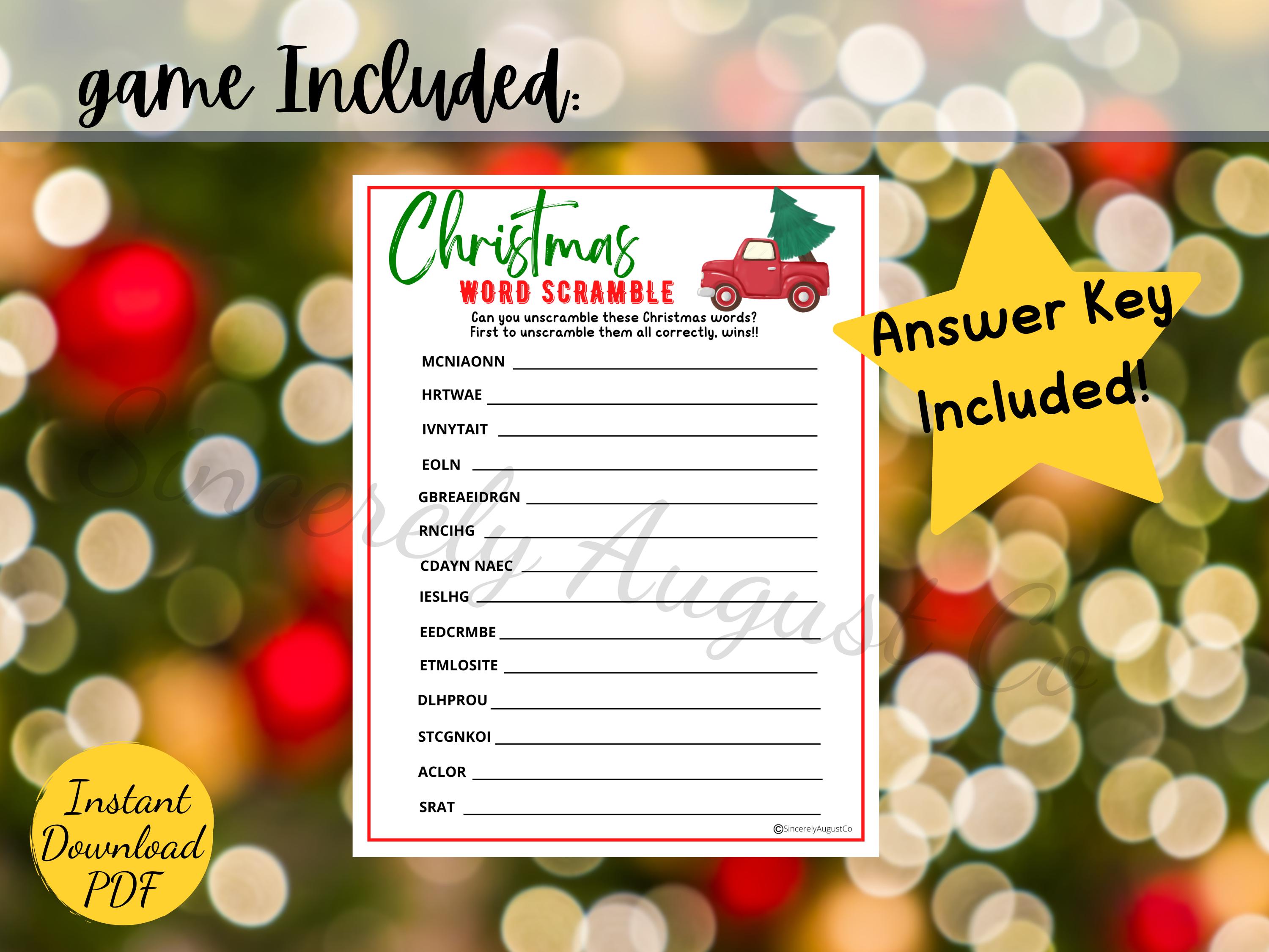 Christmas WORD SCRAMBLE Game: Printable Holiday Activity (PDF) - Etsy