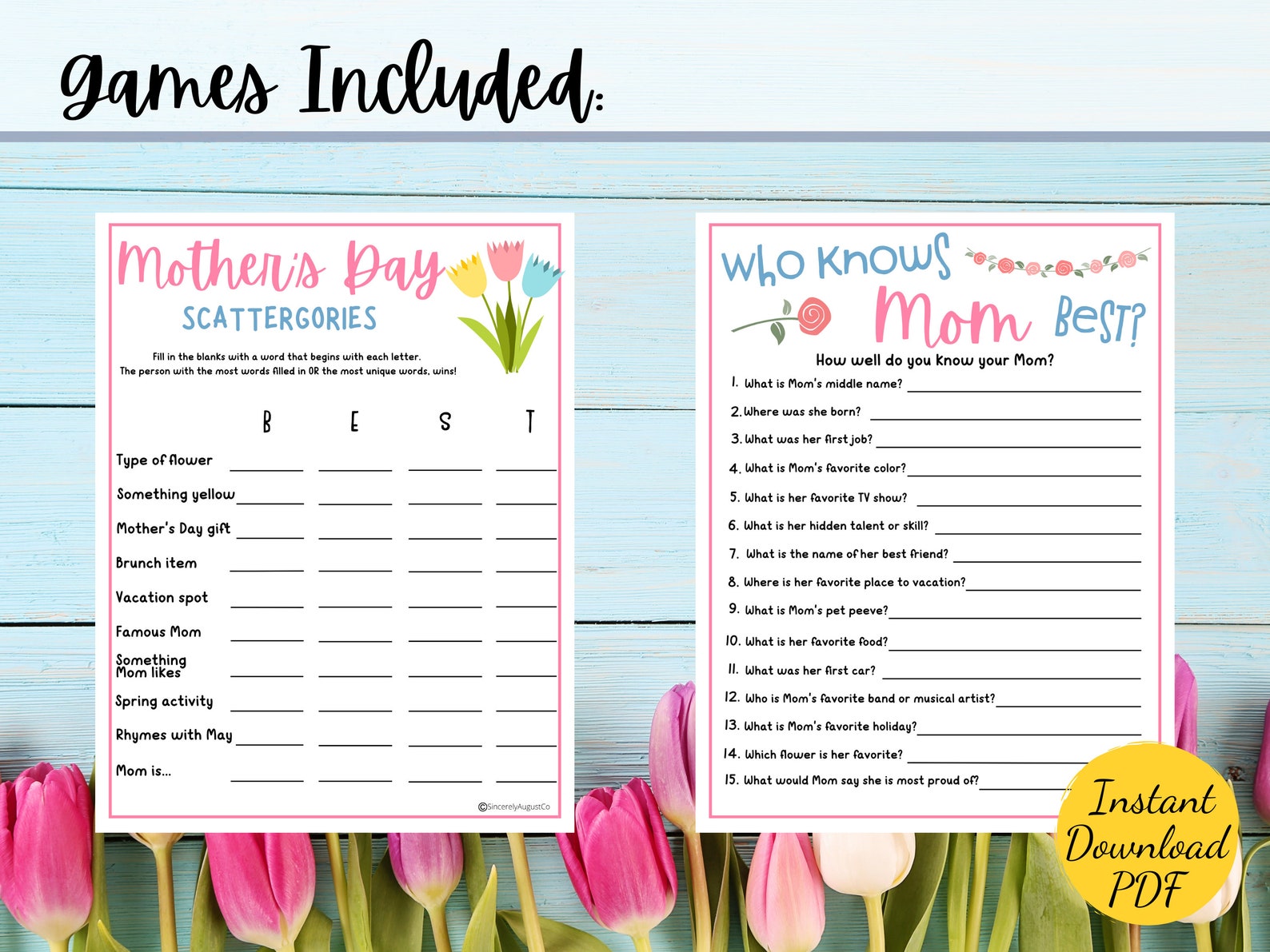 Mothers Day Games BUNDLE 5 Game Bundle Mothers Day Party Games ...