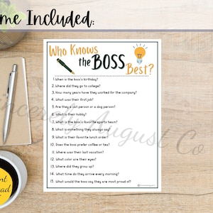 Who KNOWS the BOSS BEST Game - Printable Workplace Game - Printable ...