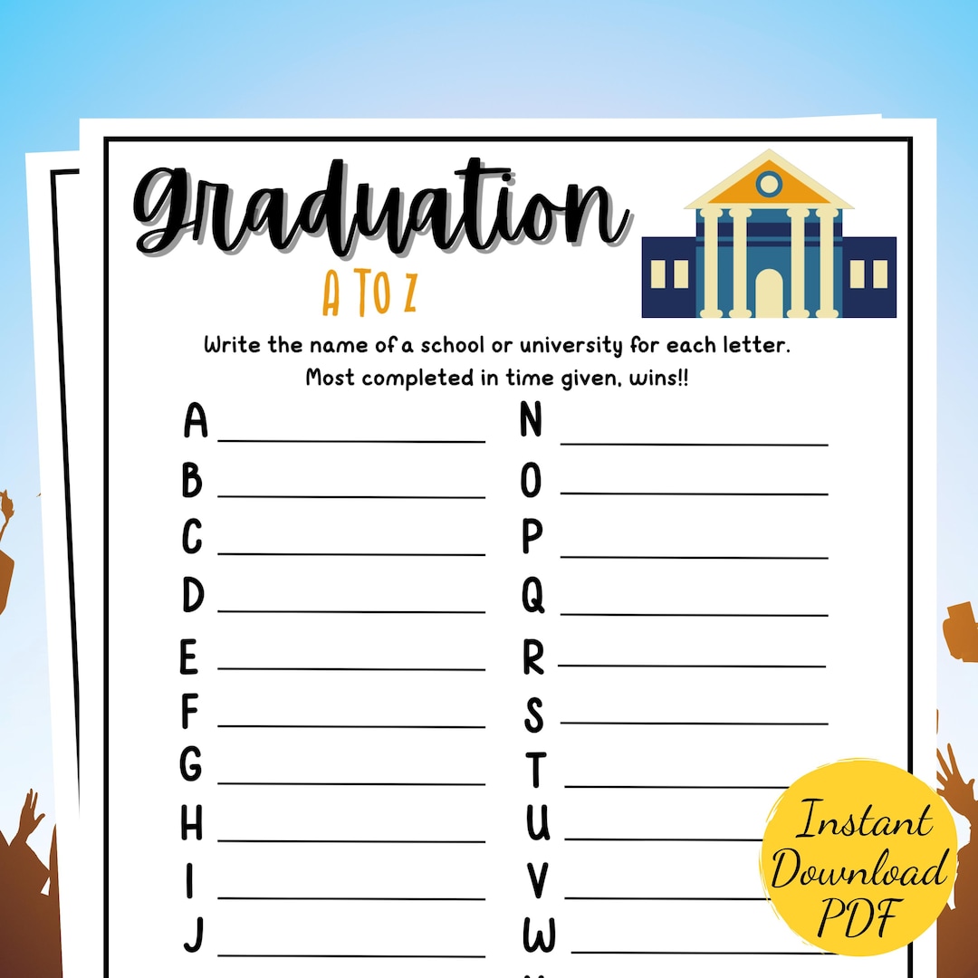 A TO Z Graduation Game - Graduation Party Game - College Graduation ...