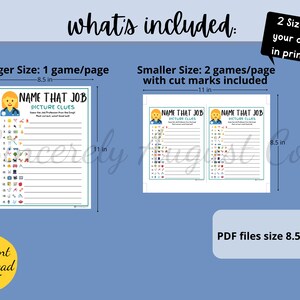 NAME THAT JOB Picture Clues Game - Printable Work Party Game ...