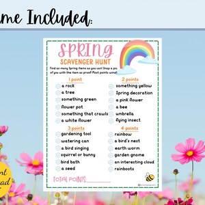 Spring SCAVENGER HUNT Game Printable Spring Season Party Game Scavenger ...