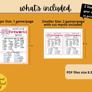 What's Your FIREWORKS NAME July 4th Party Game - Etsy