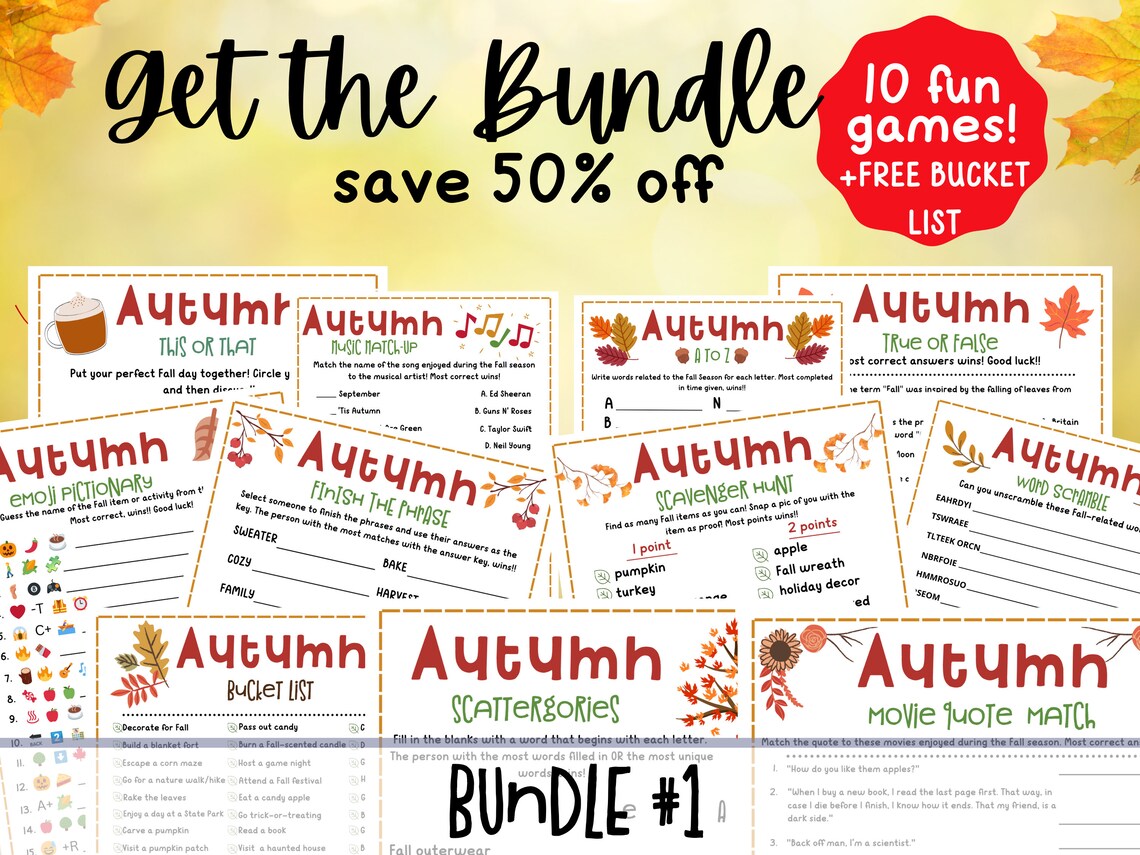 FINISH THE PHRASE Fall Game Printable Autumn Party Game - Etsy