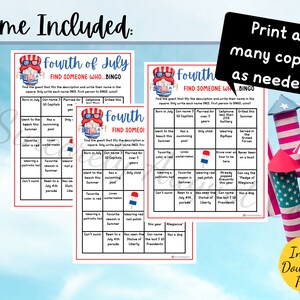 FOURTH of JULY BINGO Game - July 4th Find Someone Who Bingo - Find the ...