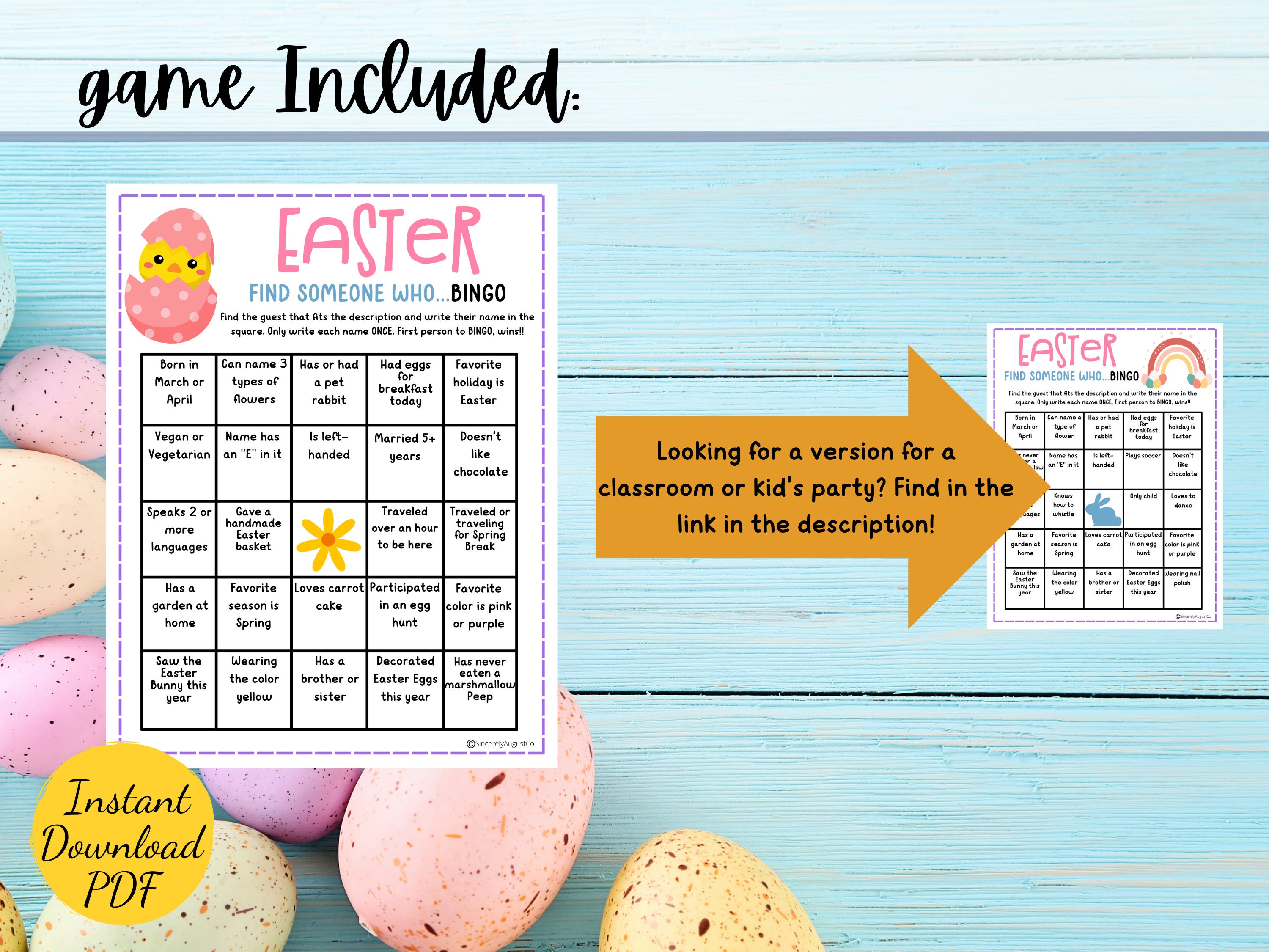 Easter Find the Guest BINGO Easter BINGO Game Easter Party Game ...
