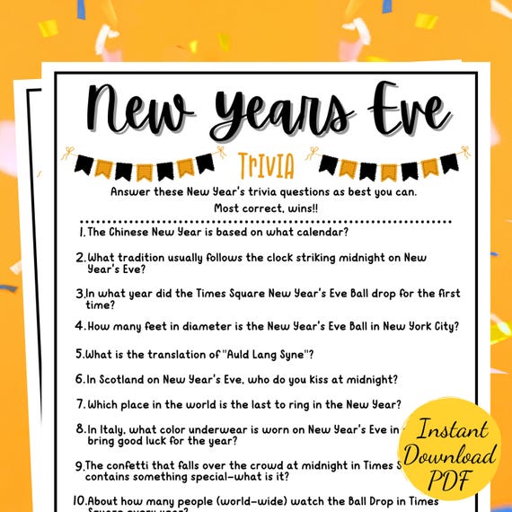 Trivia Worksheets 2024 Trivia New Year's Eve Games