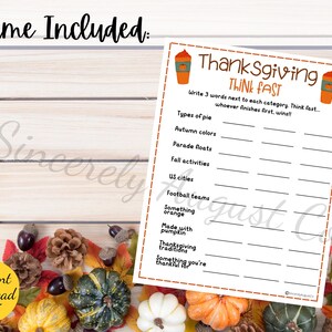 Thanksgiving THINK FAST - Thanksgiving Party Game - Printable ...