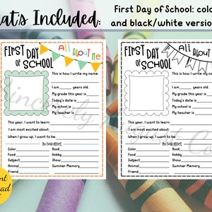 ALL ABOUT ME First Day of School - Last Day of School - Back to School ...