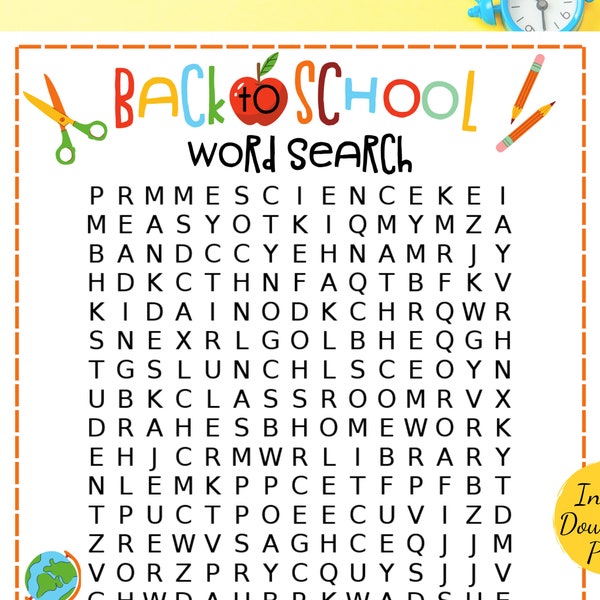 Back to School Word Search - Etsy