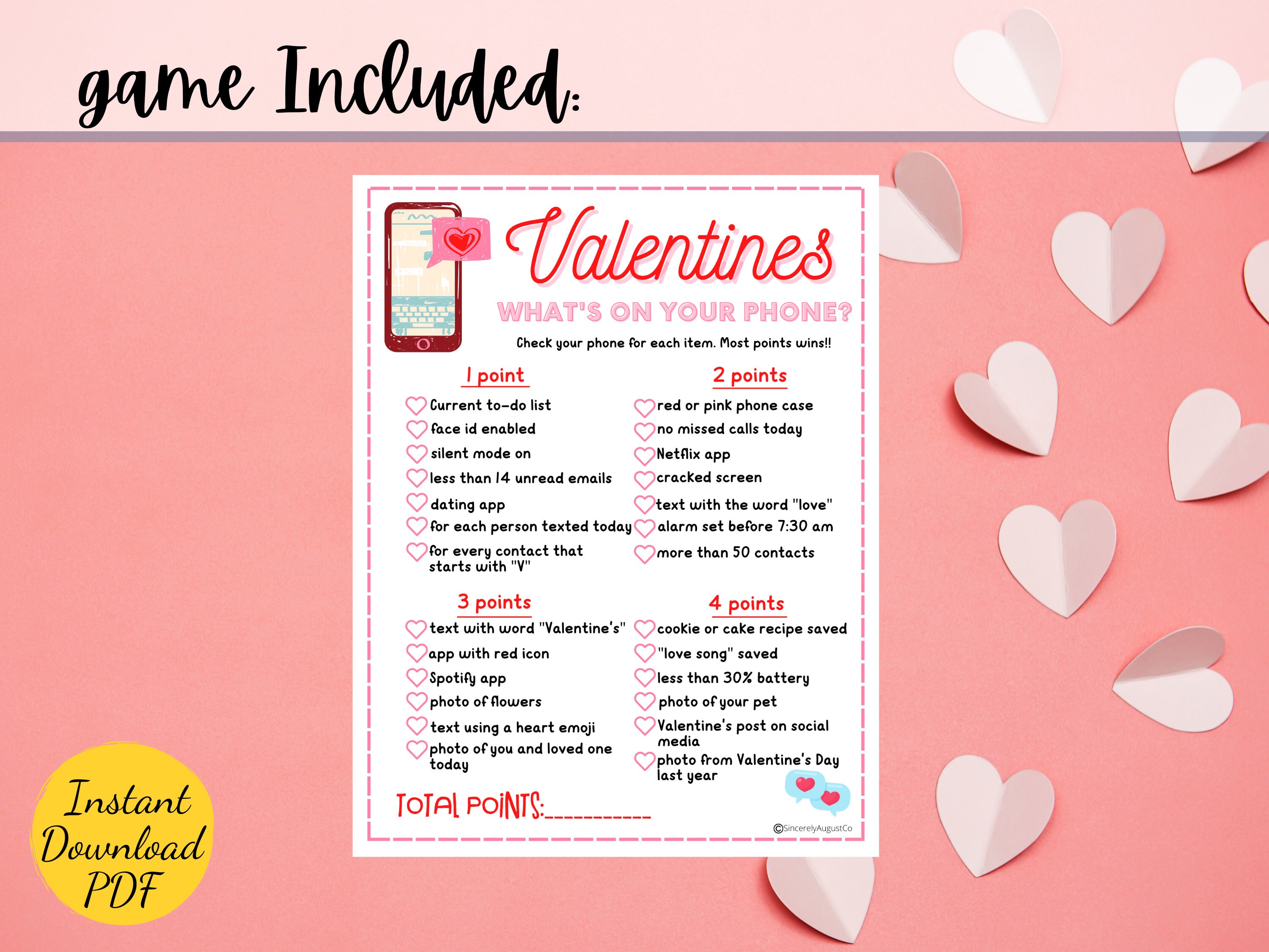 WHAT'S on YOUR PHONE Valentines Day Game Valentines Day Party Game ...