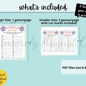 Spring A TO Z Game - Spring Season Word Game - Spring Alphabet Game - Printable Spring Season ...