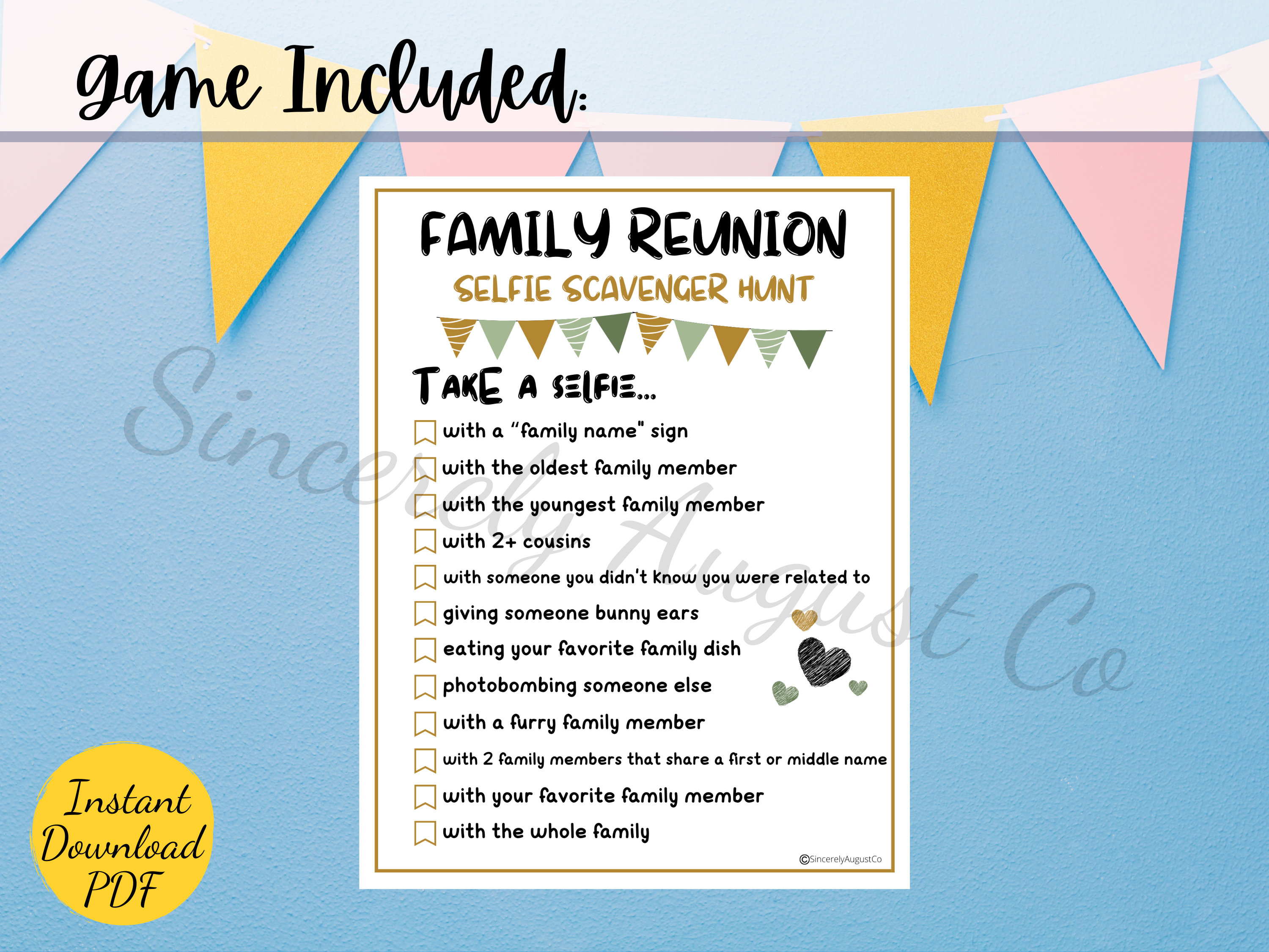 Family Reunion SELFIE SCAVENGER HUNT Game (printable) - Etsy