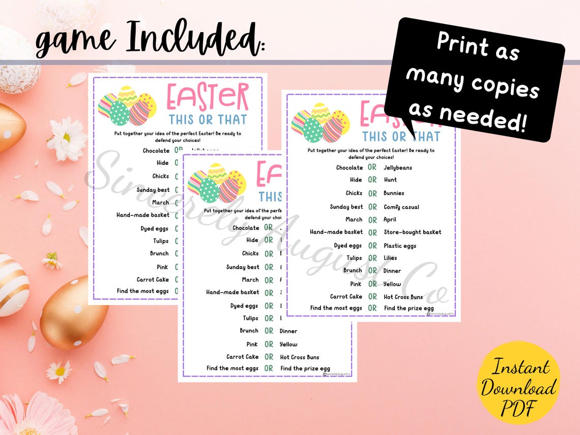 Easter THIS OR THAT Game - Easter Would You Rather - Easter Party Game ...