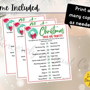 THIS OR THAT Christmas Party Game Printable Christmas Party Activity ...