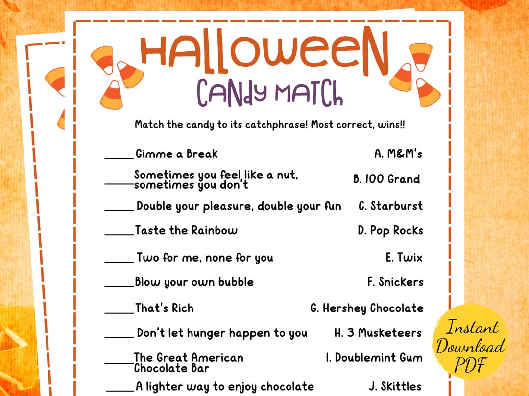 Halloween CANDY MATCH Halloween Party Game Printable - Etsy