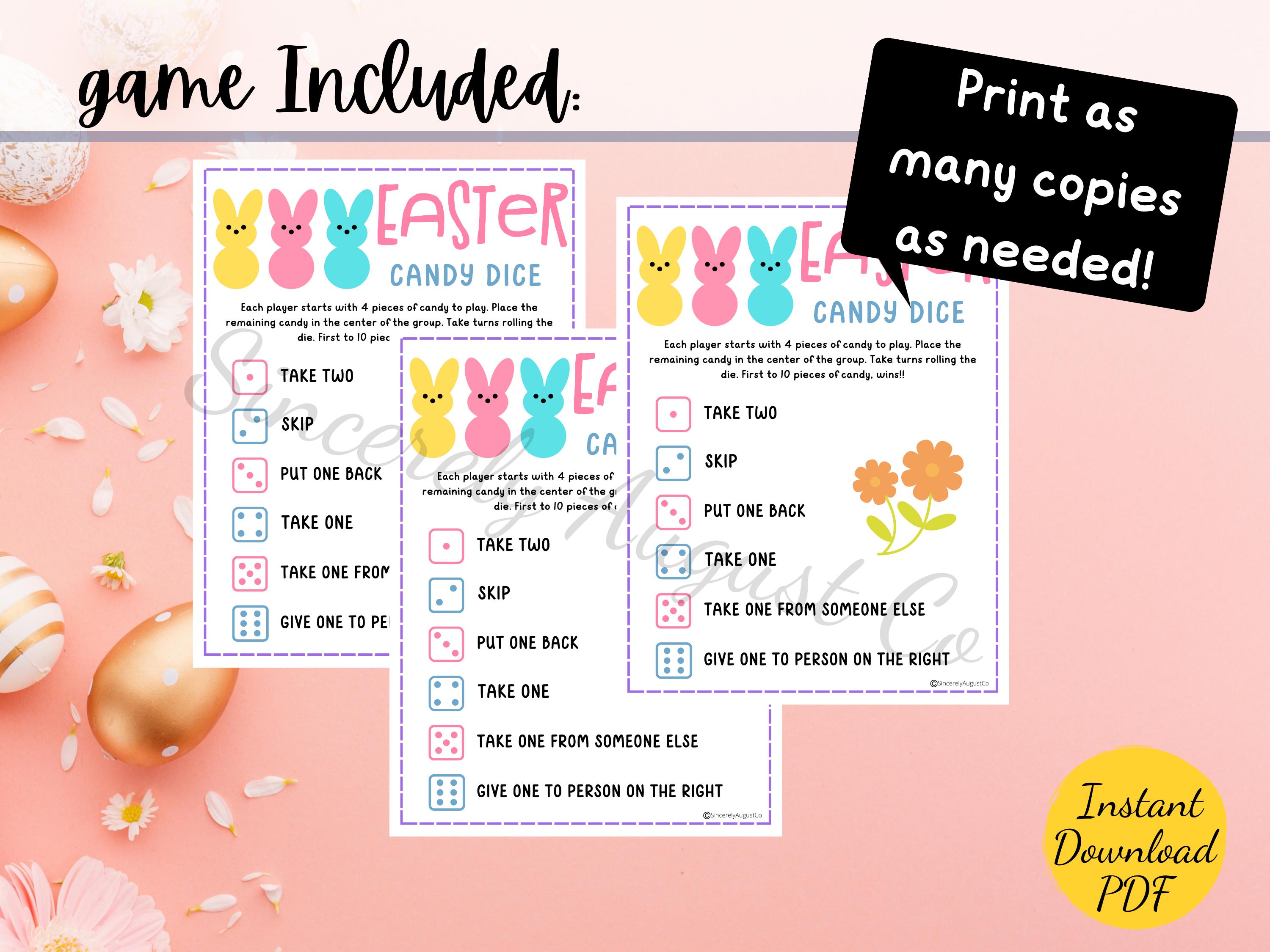 Easter CANDY DICE Game - Easter Party Game - Printable Easter ...