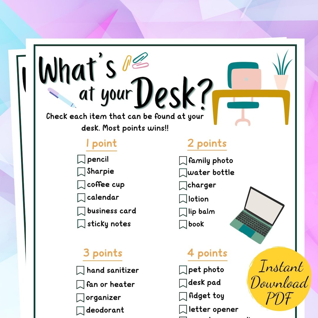 Office DESK SCAVENGER HUNT Game: Printable Teambuilding Activity ...