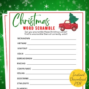 WORD SCRAMBLE Christmas Game - Christmas Party Game - Printable ...