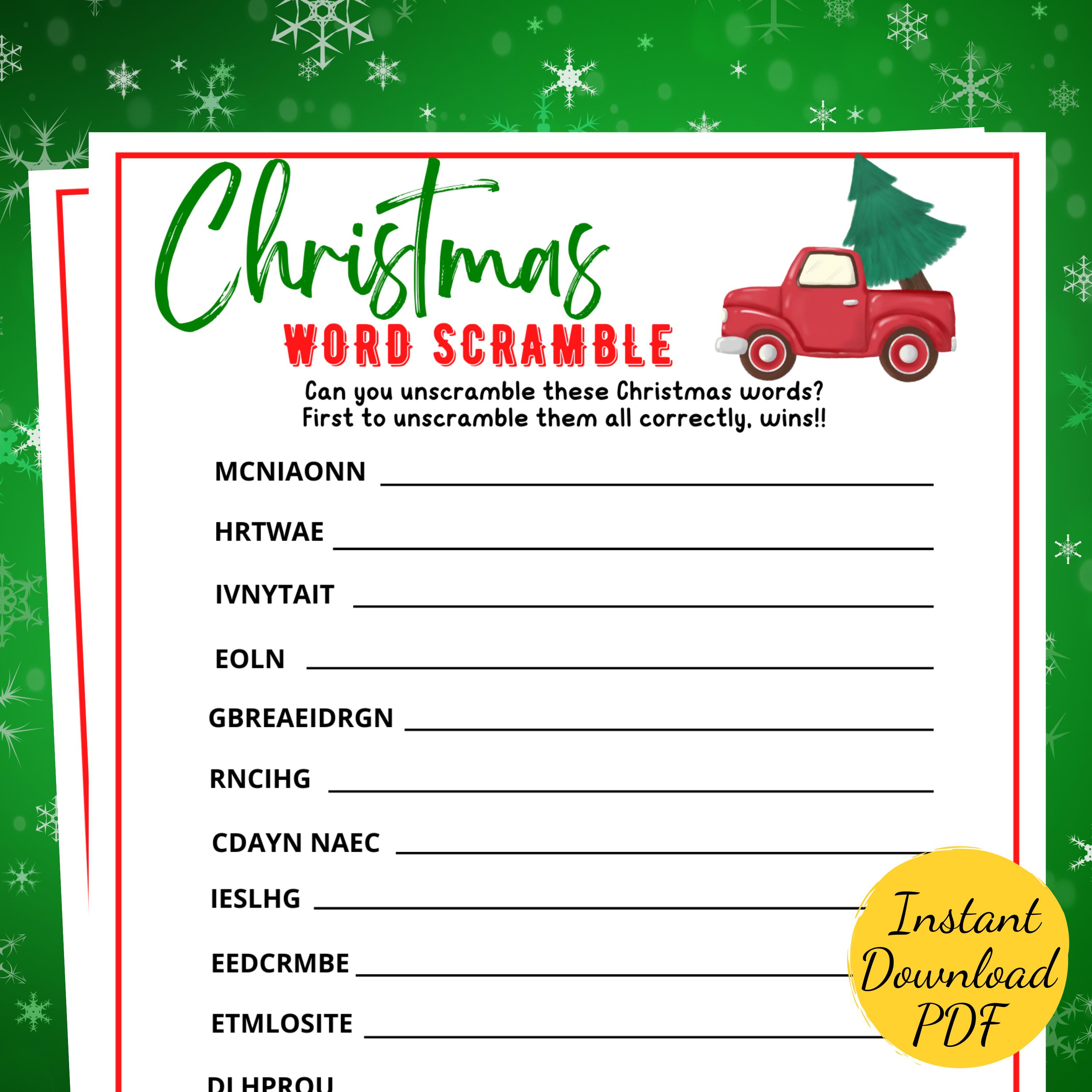 Christmas WORD SCRAMBLE Game: Printable Holiday Activity (PDF) - Etsy