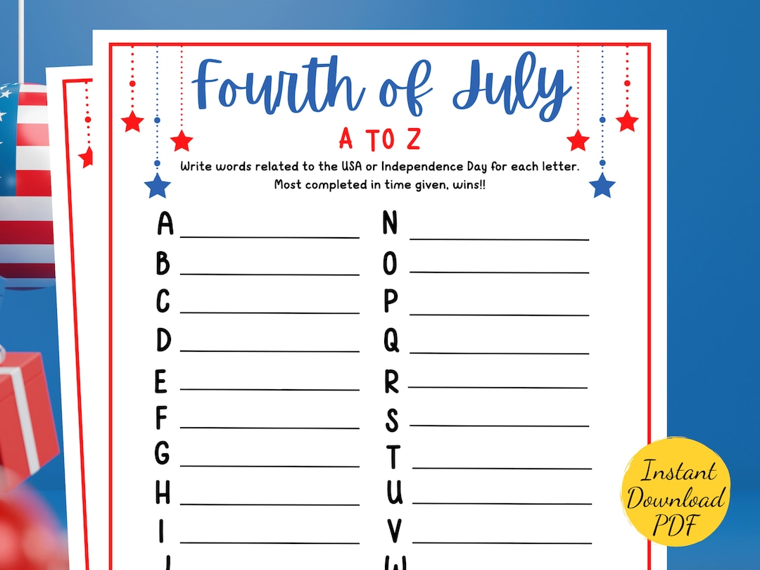 Fourth of July A TO Z Game July 4th Party Game Printable - Etsy