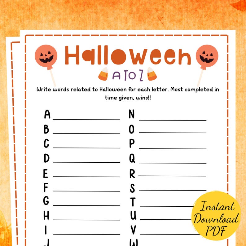 Halloween A to Z Game: Printable Party Activity (PDF) - Etsy