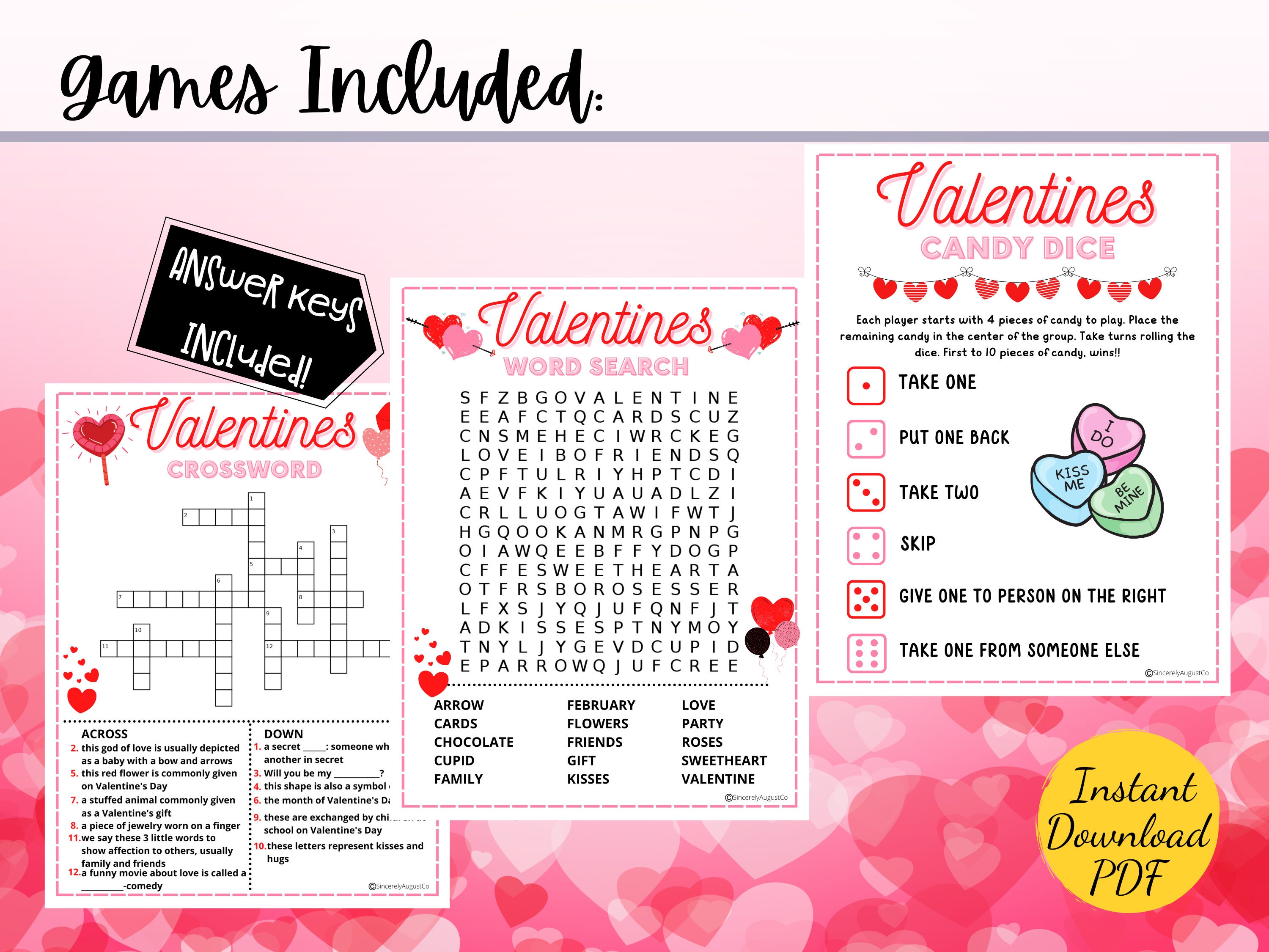 Valentines Day Party Games BUNDLE 5 Game Bundle Printable Valentine ...