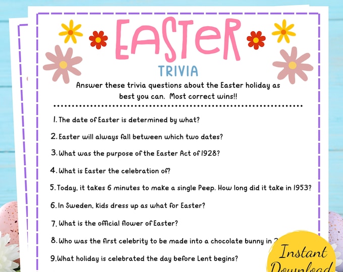 Easter Trivia | Printable Easter Game | Easter Activity for Kids and ...