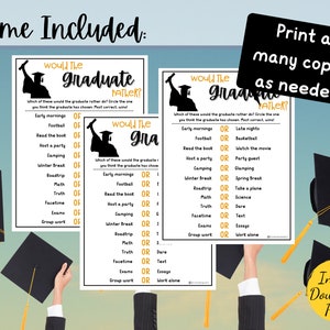 WOULD the GRADUATE RATHER Graduation Game Graduation Party - Etsy