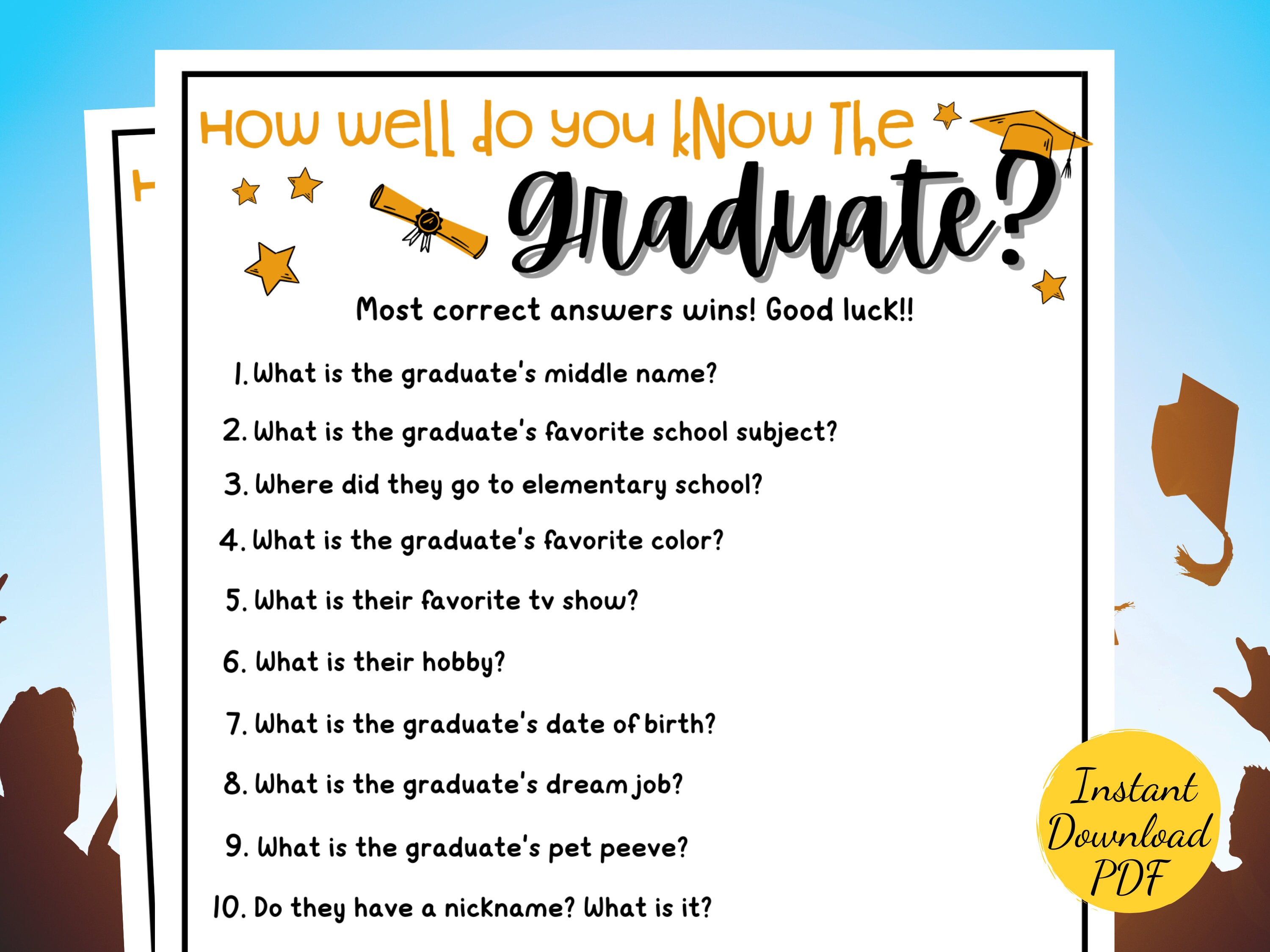 How Well Do You Know the Graduate GRADUATION GAME - Etsy